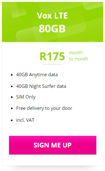 Month-to-month Vox Telkom 4G LTE deals